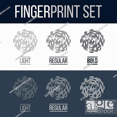 Abstract Biometric Fingerprint Icons Set Sci Fi Future Identification Authorization System On