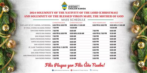 2024 Christmas Season Mass Schedule North Star