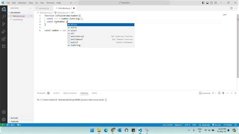 Java Script Program To Check If A Number Is Palindrome Or Not Youtube