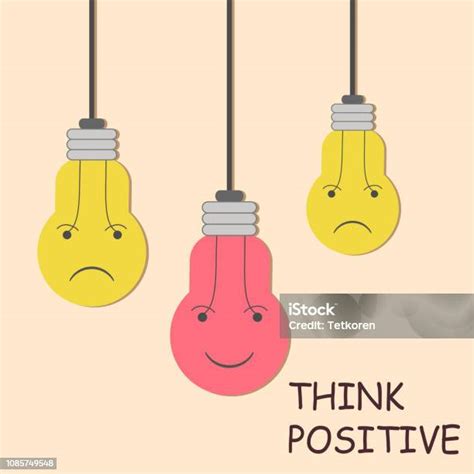 생각 하는 긍정적인 색 전구 디자인 개념 주식 벡터 일러스트 레이 션 개념에 대한 스톡 벡터 아트 및 기타 이미지 개념