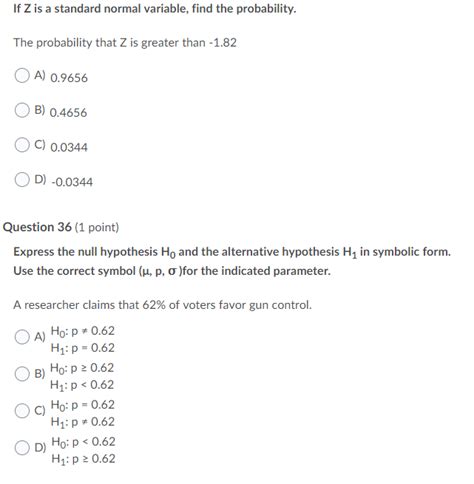 Solved If Z Is A Standard Normal Variable Find The Chegg Com