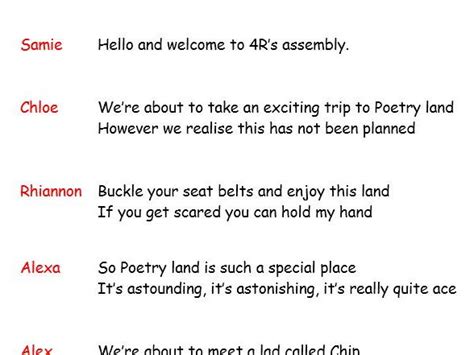 Poetry Class Assembly Script Teaching Resources