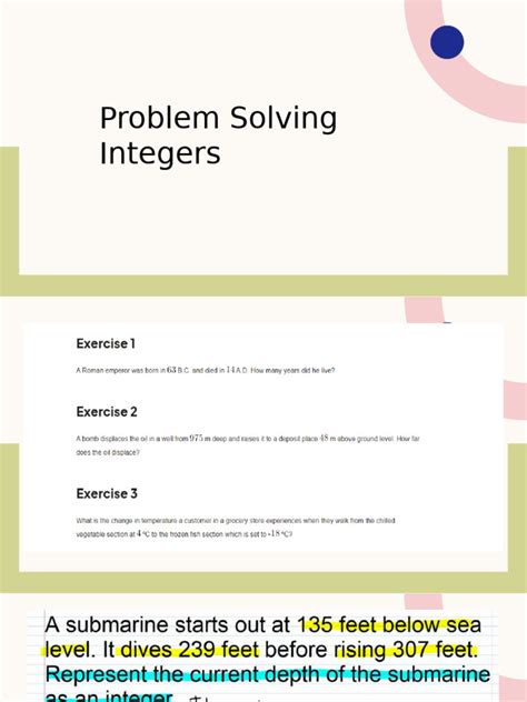 Problem Solving Integers Autosaved Pdf