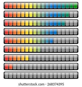 Colored Rectangular Progress Bars Completion Charging Stock Vector Royalty Free