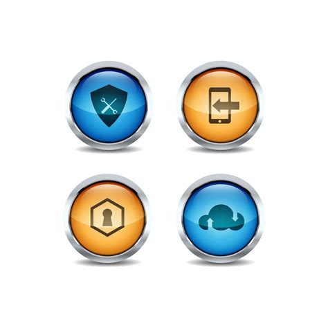 3d Ui Circle Button Icon Set Vector Shiny Circle Button Style Vector