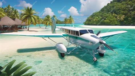 Premium Ai Image A Pilot Landing A Seaplane On A Crystalclear