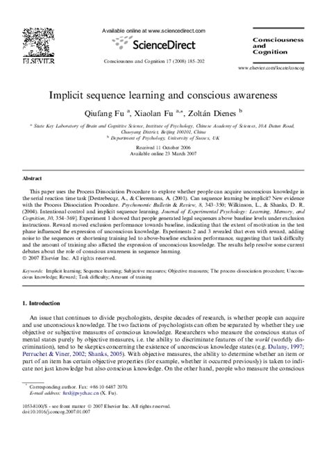 pdf implicit sequence learning and conscious awareness