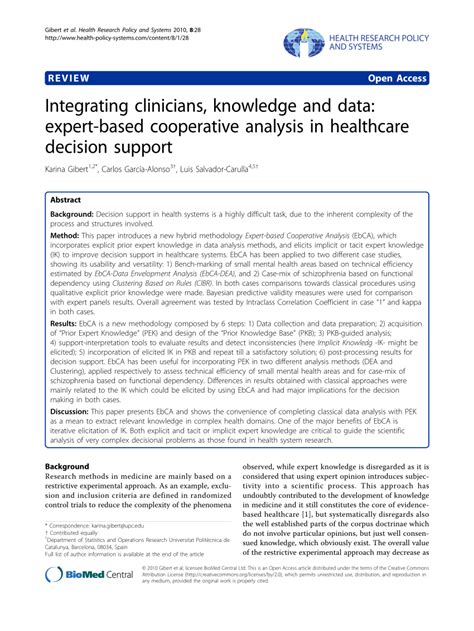 Pdf Integrating Clinicians Knowledge And Data Expert Based Cooperative Analysis In