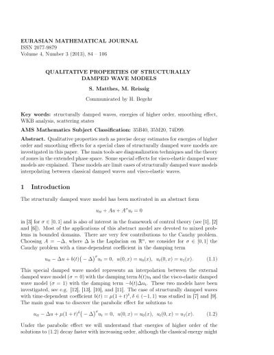 Qualitative Properties Of Structurally Damped Wave Models