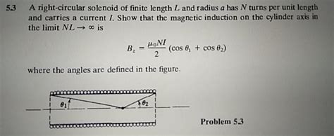 Solved A Right Circular Solenoid Of Finite Length L And
