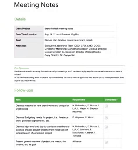 Meeting Notes Examples