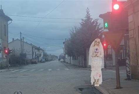 Слика Страшно Шо се појави вака на бел ден на семафорон Ресен