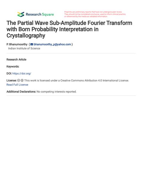 Pdf The Partial Wave Sub Amplitude Fourier Transform With Born