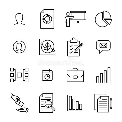 Modern Outline Style Business Icons Collection Stock Vector