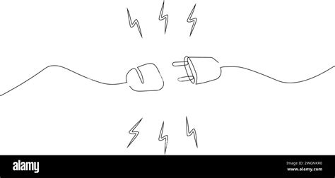 one continuous line drawing of the plug inserted into an electric