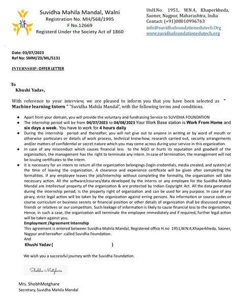 khushi yadav on linkedin internship suvidhafoundation machinelearning