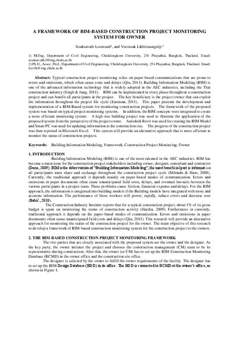 Pdf A Framework Of Bim Based Construction Project Monitoring System For Owner Full