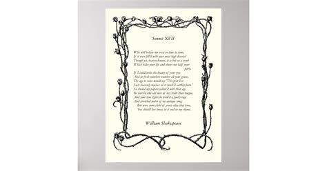 Sonnet 17 By William Shakespeare Poster Zazzle