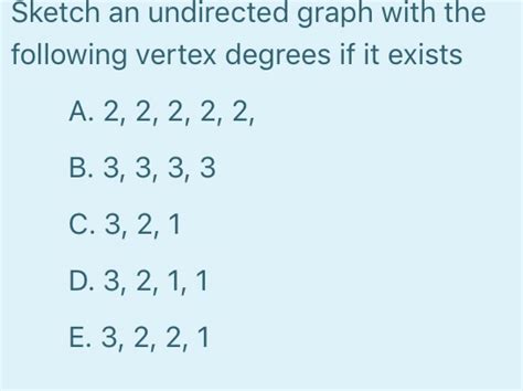 Solved Sketch An Undirected Graph With The Following Vertex Chegg