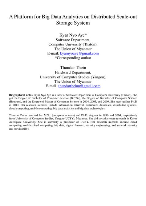 pdf a platform for big data analytics on distributed scale out