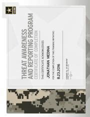 ARMY OPSEC LEVEL 1 NEWCOMERS AND REFRESHERS DEPARTMENT OF THE ARMY CERTIFICATE OF TRAINING
