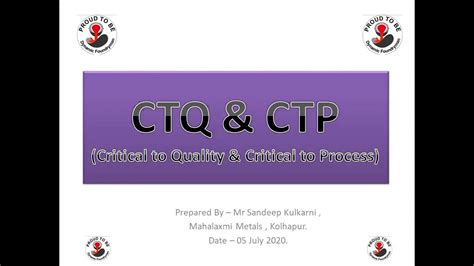 Ctq And Ctp Critical To Quality And Critical To Process Youtube