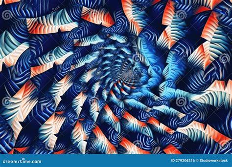 Abstract Pattern Of Rotational And Symmetrical Shapes And Lines Stock