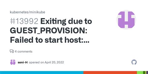 Exiting Due To Guestprovision Failed To Start Host Creating Host
