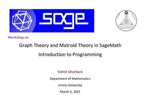 pdf workshop on sagemath in graph theory and matroid theory