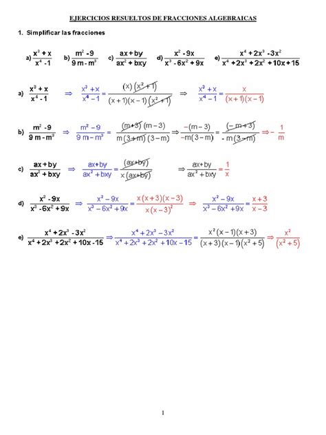 Ejercicios Resueltos Fracciones Algebraicas Pdf Pdf