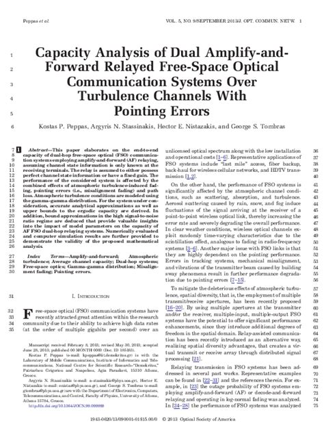Capacity Analysis Of Dual Amplify And Forward Relayed Free Space Optical Communication Systems