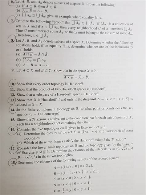 Solved 6 Let A L And Ar Denote Subsets Of A Space X