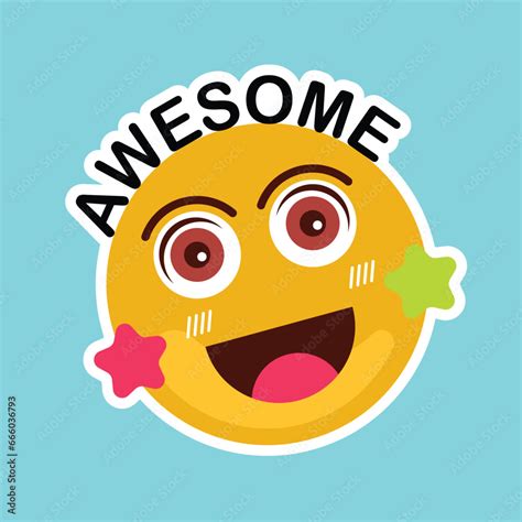 Vector Cartoon Good Job Awseome Sticker Emoji Cartoon Art Stock