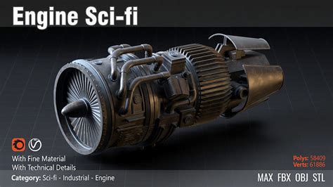 engine sci fi 3d model cgtrader
