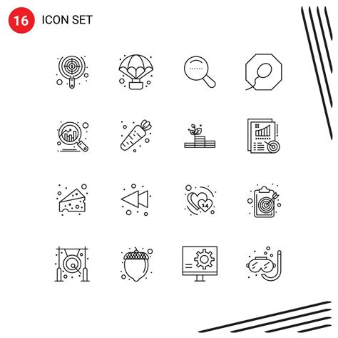 Set Of 16 Vector Outlines On Grid For Carrot Chart Observation