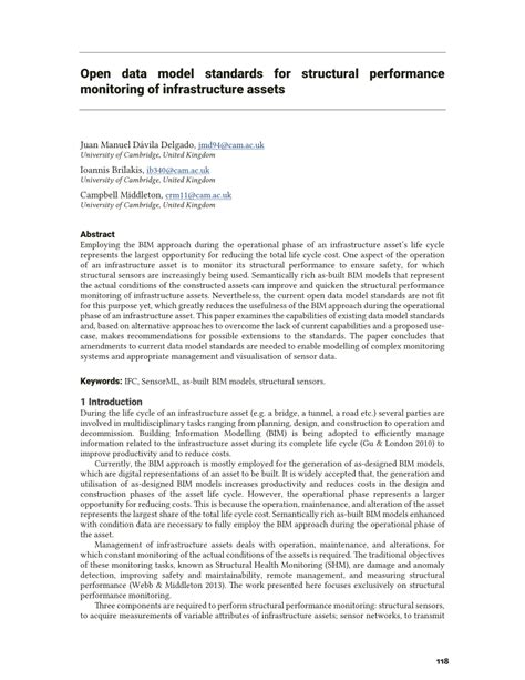 pdf open data model standards for structural performance monitoring
