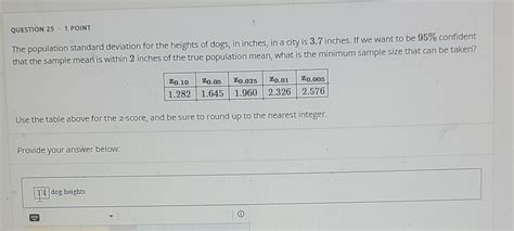 Solved Question 25 1 Point The Population Standard