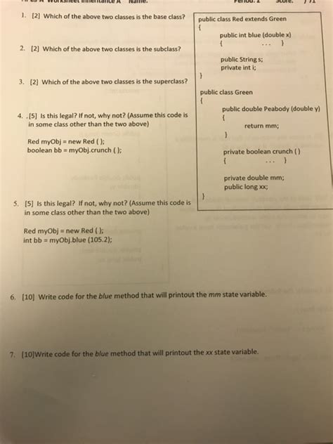 Solved Which Of The Above Two Classes Is The Base Chegg