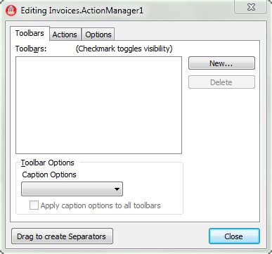 Delphi How I Can Show The Customize Dialog For A TActionMainMenuBar Component Stack Overflow