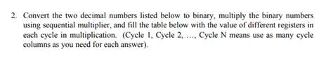 Solved Convert The Two Decimal Numbers Listed Below To Chegg