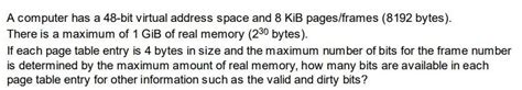 Solved A Computer Has A 48 Bit Virtual Address Space And 8