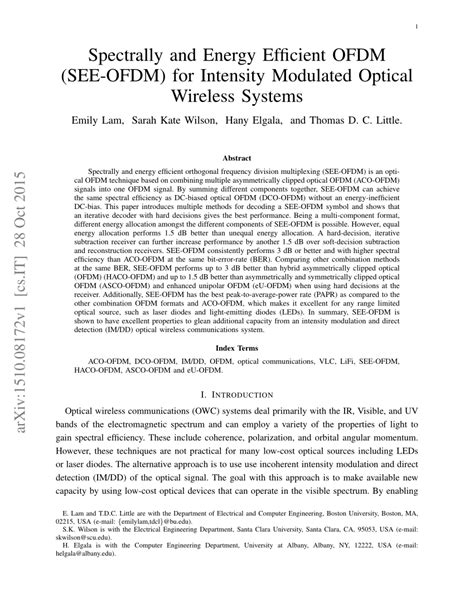 Pdf Spectrally And Energy Efficient Ofdm See Ofdm For Intensity