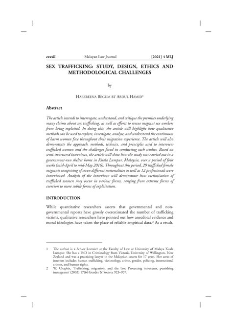 Pdf Sex Trafficking Study Design Ethics And Methodological Challenges