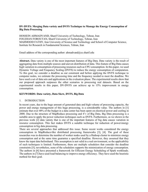 Pdf Dv Dvfs Merging Data Variety And Dvfs Technique To Manage The
