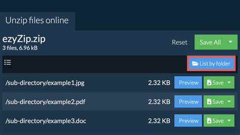 unzip files online no registration required ezyzip