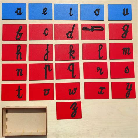 buy montessori running cursive sandpaper alphabets with wooden storage