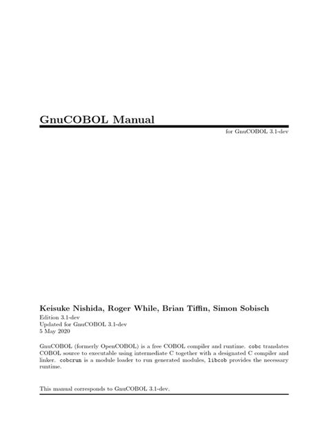 Gnu Cobol Pdf Library Computing C Programming Language
