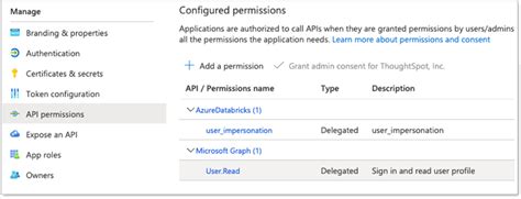 Configure Oauth With Aad For A Databricks Connection Thoughtspot Cloud