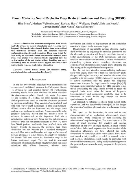 Pdf Planar 2d Array Neural Probe For Deep Brain Stimulation And Recording Dbsr