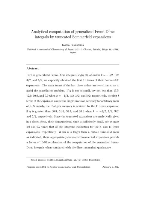 pdf analytical computation of generalized fermi dirac integrals by